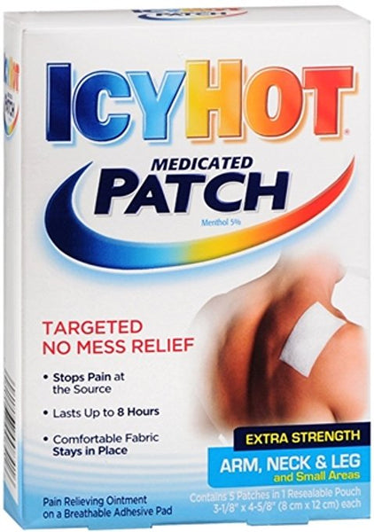 ICY HOT Medicated Patches Extra Strength Small (Arm, Neck, Leg) 5 Each ...